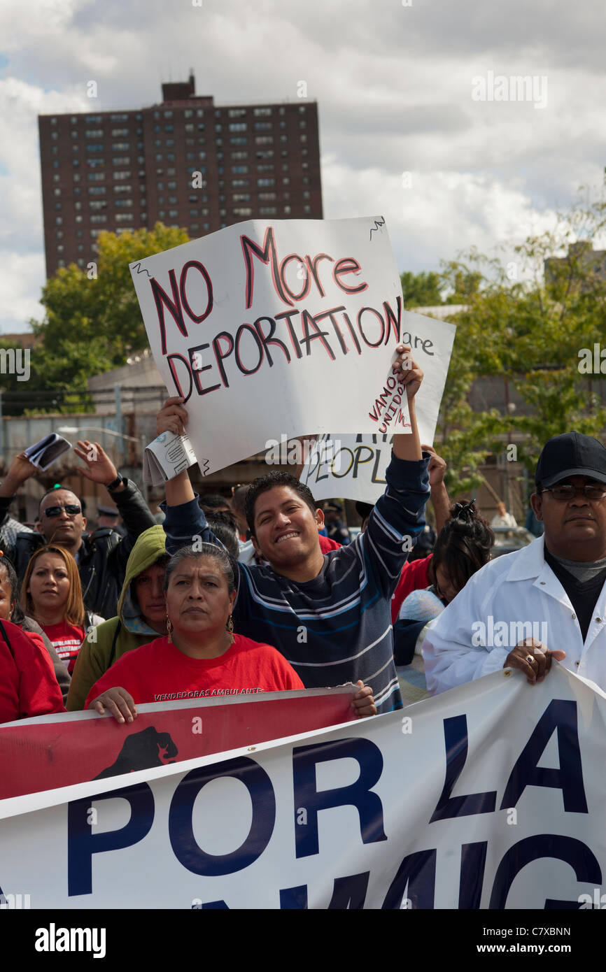 Pro-immigrant groups rally and march in the Bronx in New York Stock ...