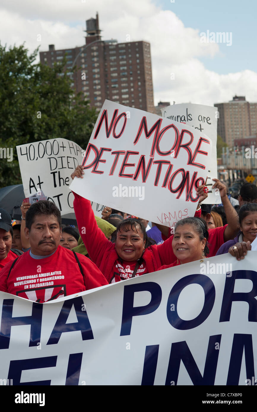 Pro-immigrant groups rally and march in the Bronx in New York Stock ...