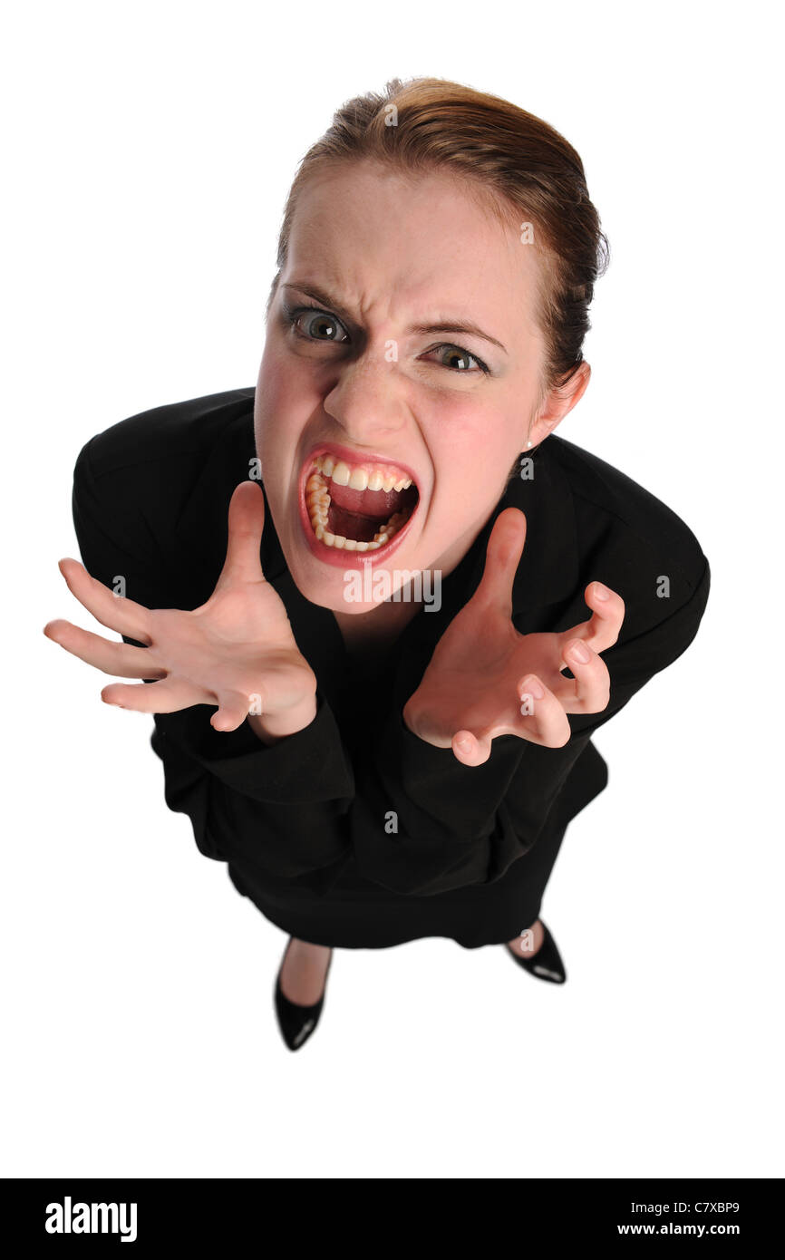 Young Businesswoman expressing frustration from a high angle ...