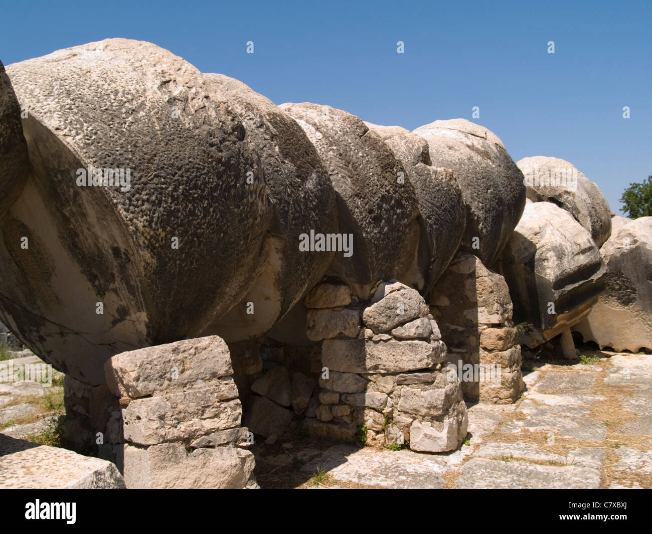 Fallen column at the Temple of Apollo, Didim, Turkey Stock Photo - Alamy