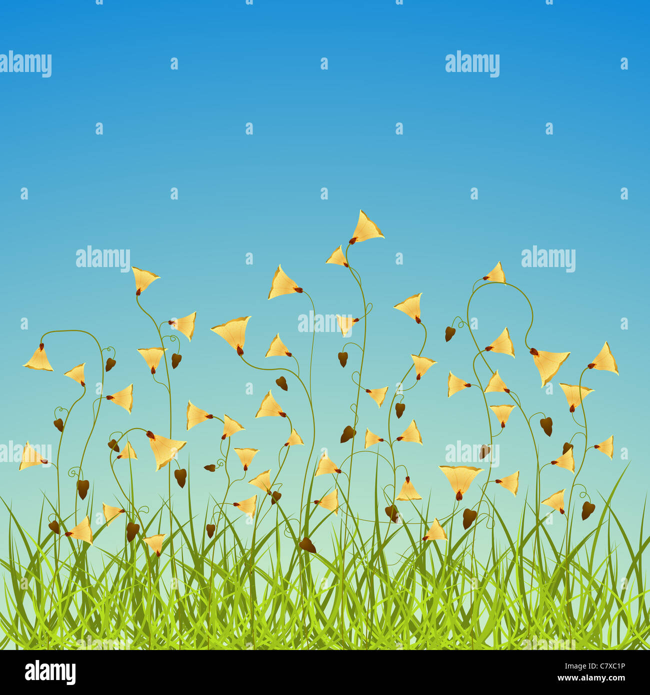 spring flowers field, abstract vector art illustration; image contains ...