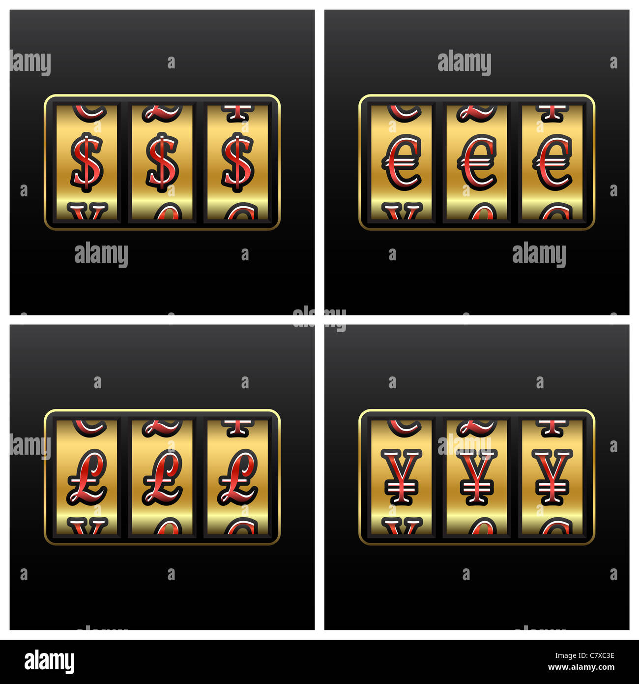 currency slot machine against white background, abstract vector art ...