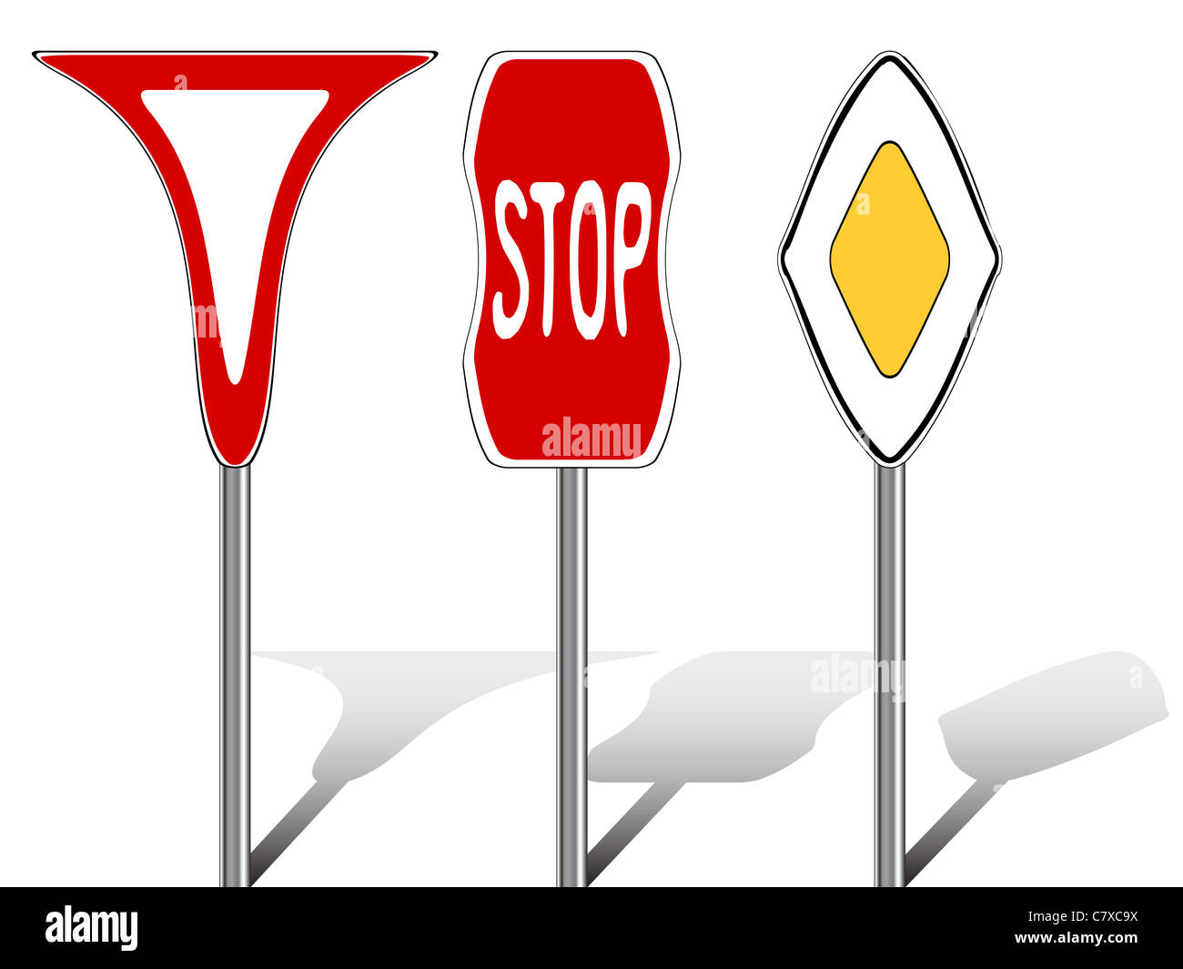 stylized traffic signs against white background, abstract vector art ...