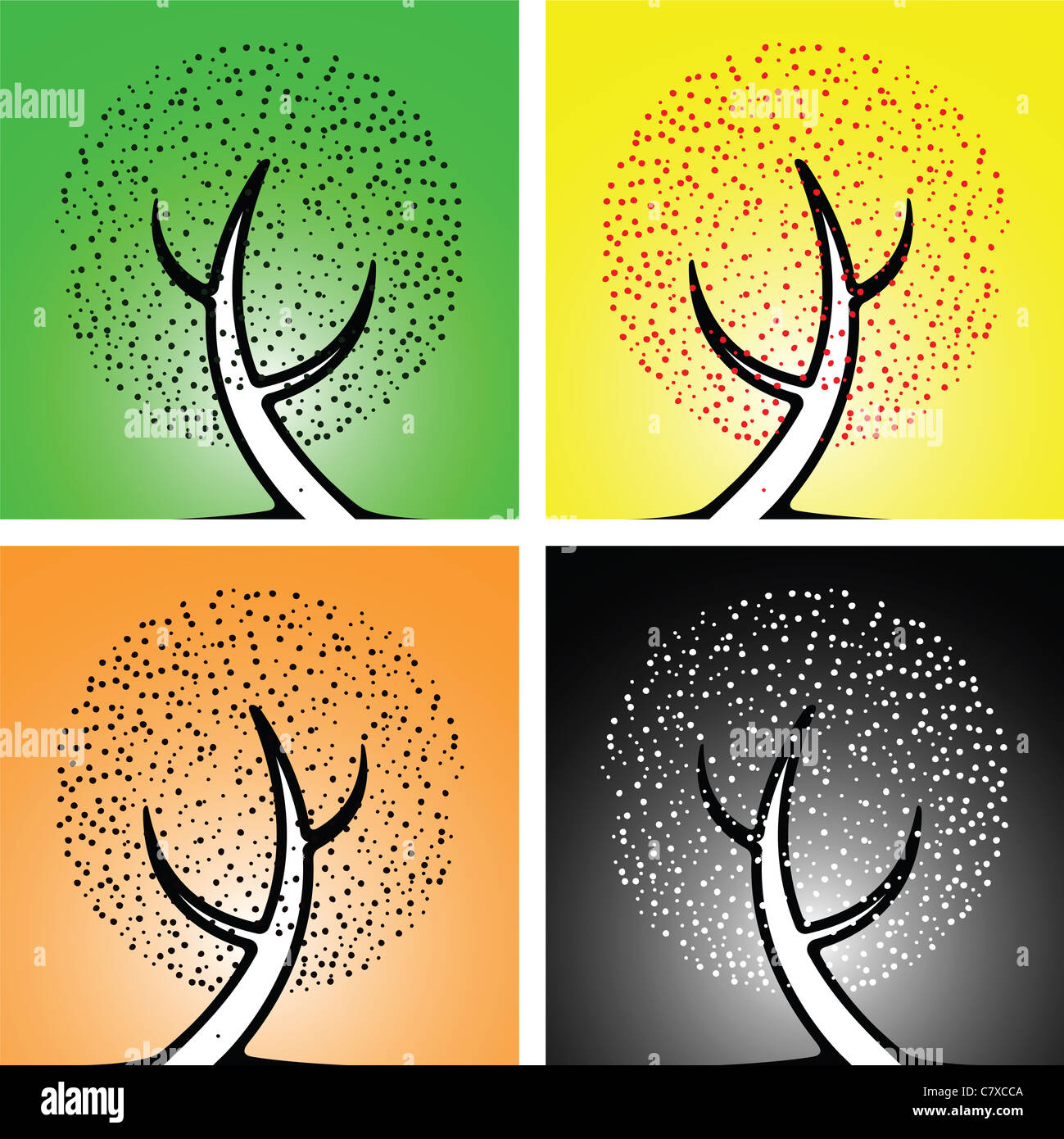 seasons tree composition, abstract vector art illustration Stock Photo ...