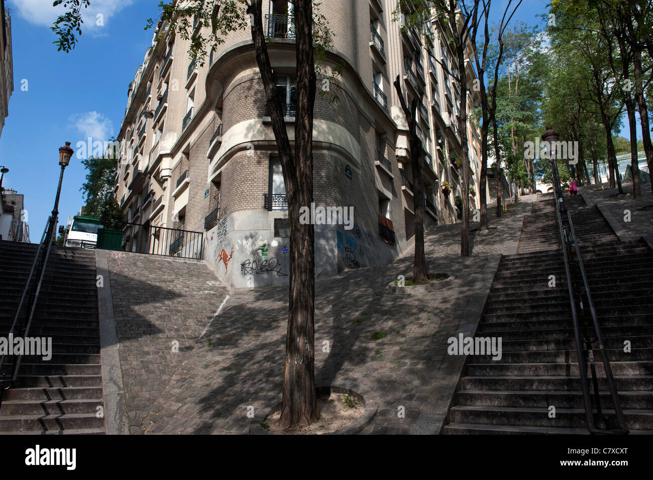 Paris France. Steps climbing to the Sacre Coeur in Montmartre Stock ...