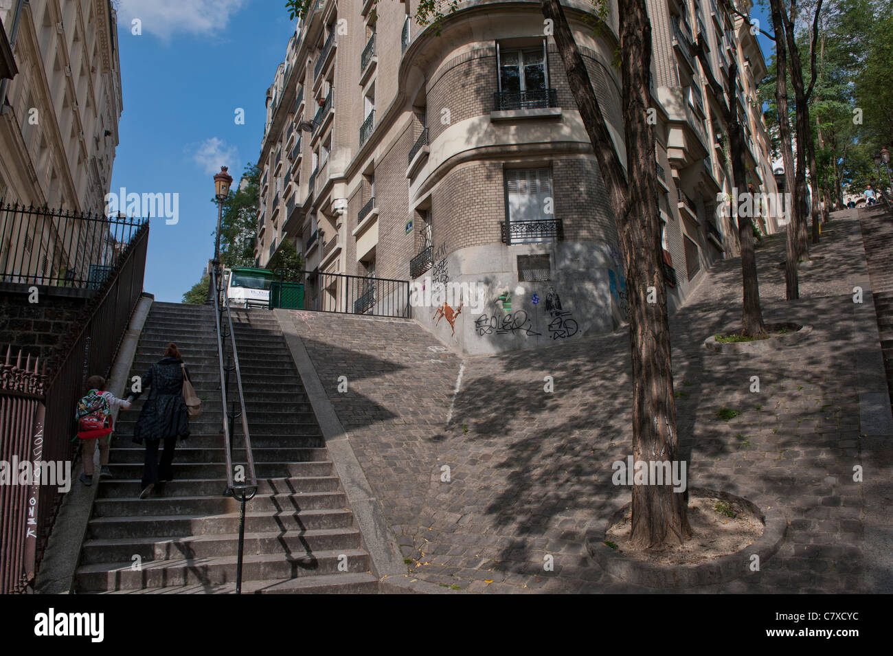 Paris France. Steps climbing to the Sacre Coeur in Montmartre Stock ...