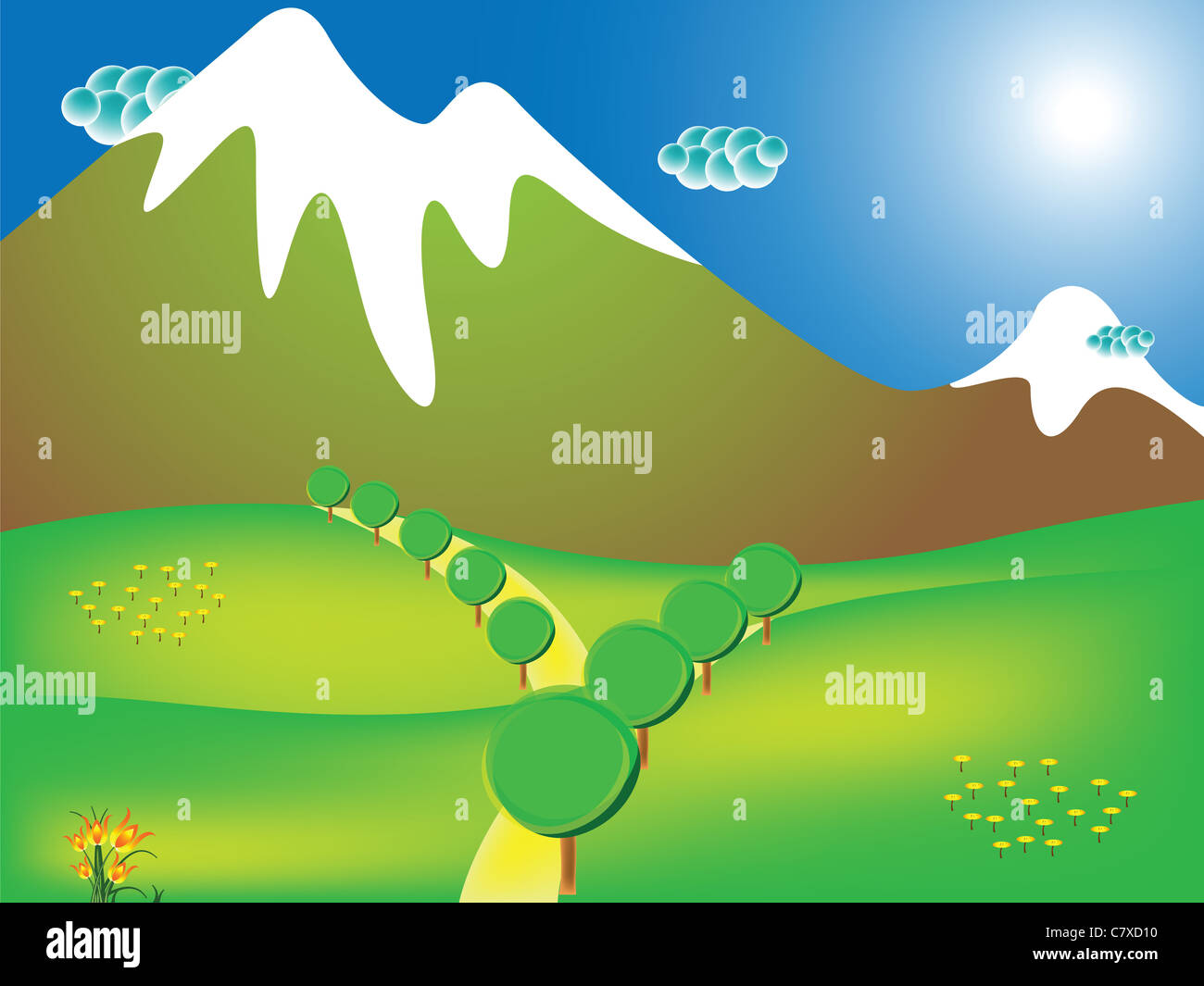 road to the mountains, abstract vector art illustration Stock Photo - Alamy