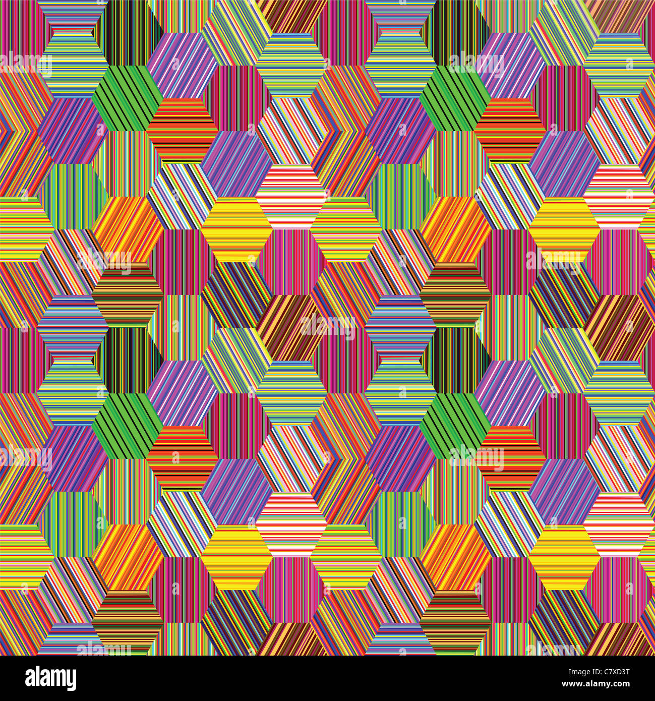 hexagonal stripes patchwork, abstract seamless texture; vector art illustration Stock Photo - Alamy