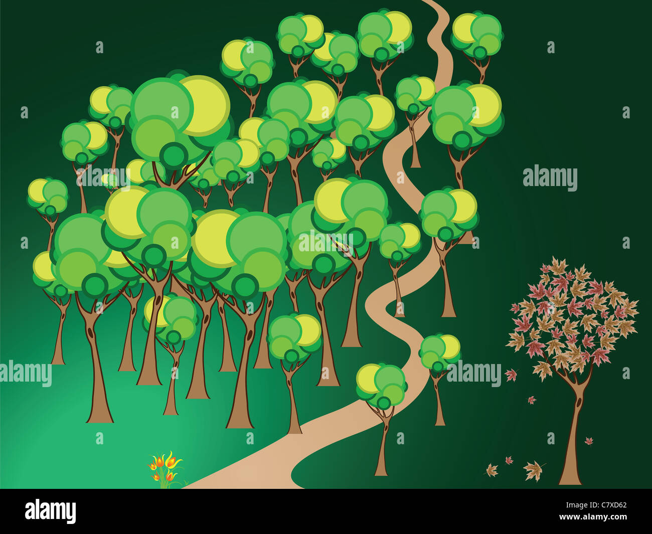 forest path, abstract vector art illustration Stock Photo - Alamy
