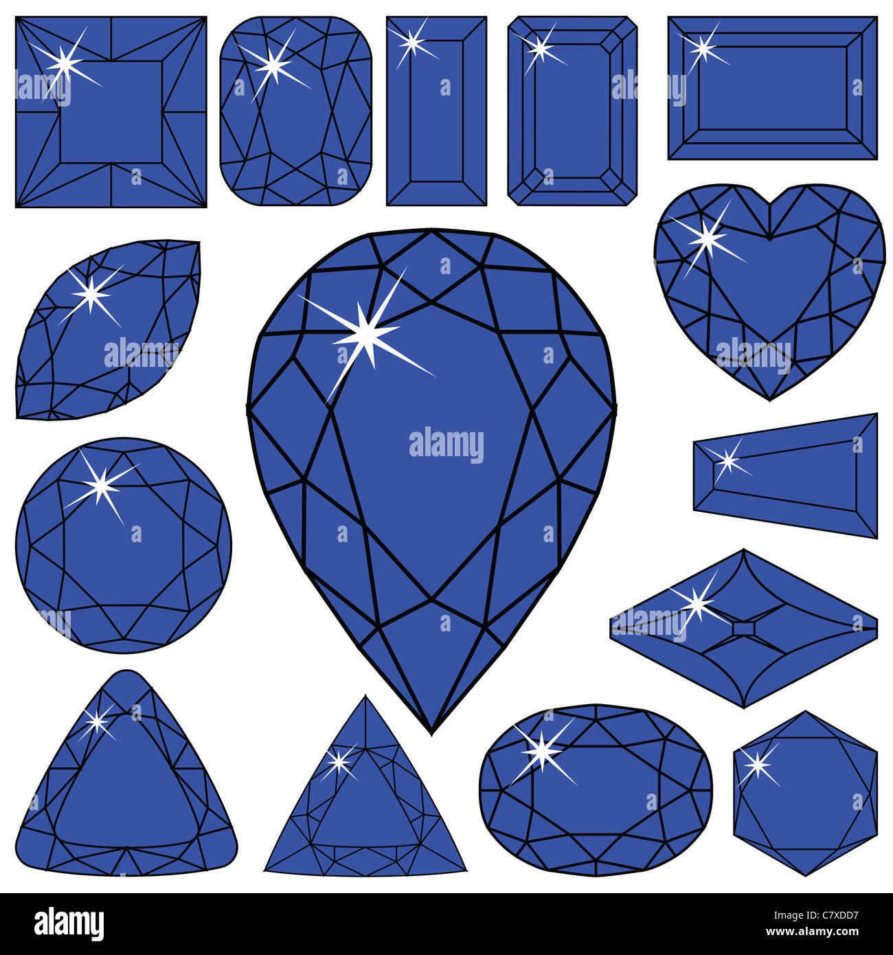 blue diamonds collection against white background, abstract vector art ...