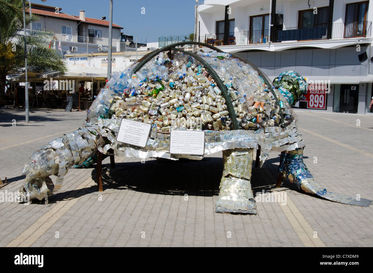 model of a turtle used as a recycling receptacle and contains aluminium ...