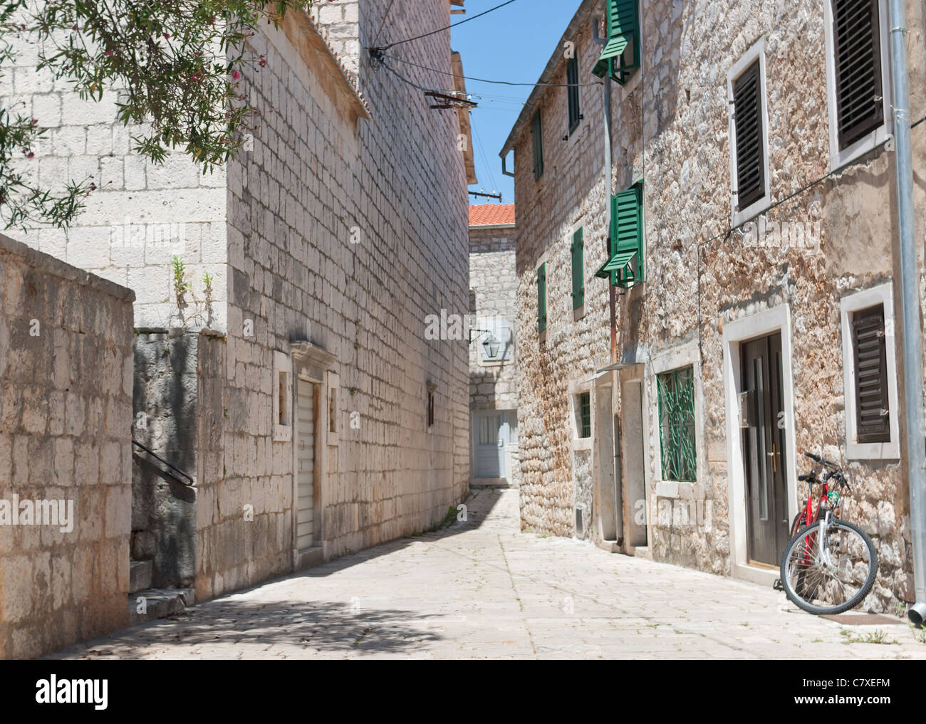 a city view of the croatian city of stari grad on the island of hvar in ...