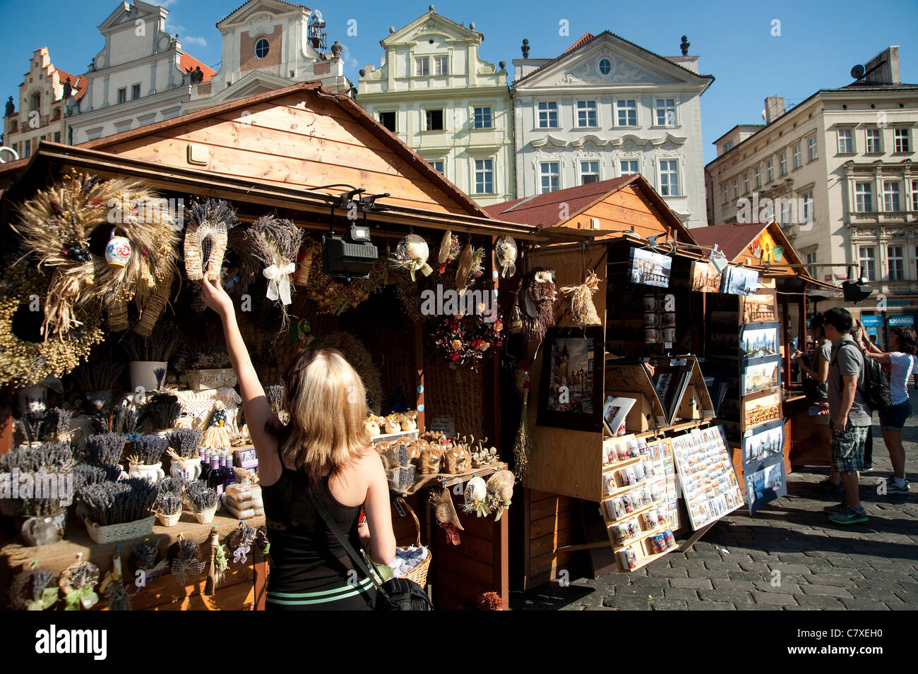Prague, Czech Republic - Market in the Old Town Square Stock Photo - Alamy