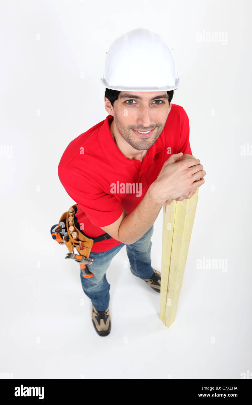 High-angle shot of a carpenter Stock Photo - Alamy