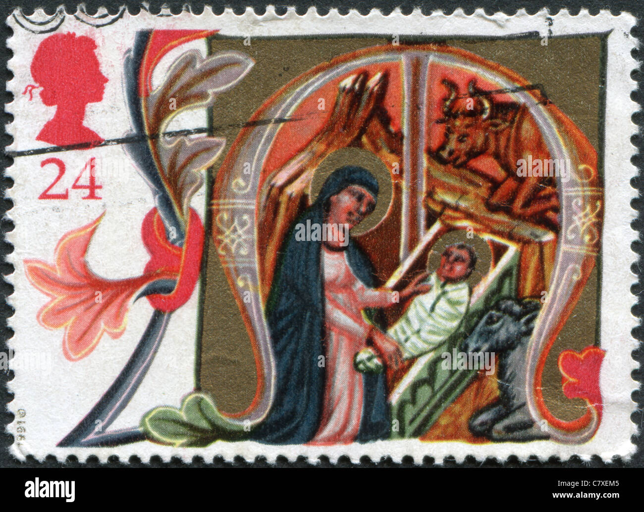 UNITED KINGDOM - 1991: A stamp printed in England, shows Christmas ...