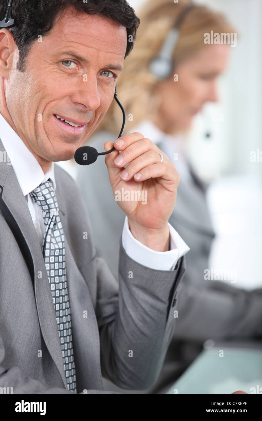 Man with headset Stock Photo - Alamy