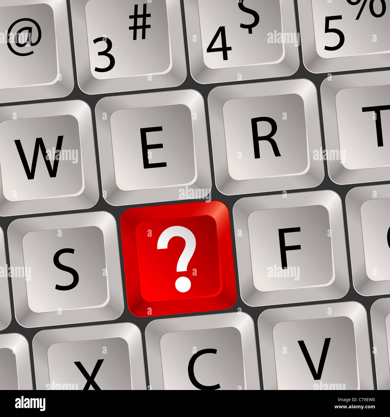Computer keyboard with a key with a Question Stock Photo - Alamy