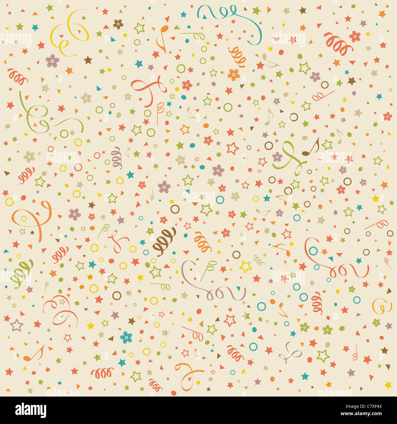 Retro birthday background with streamer and confetti, element for ...