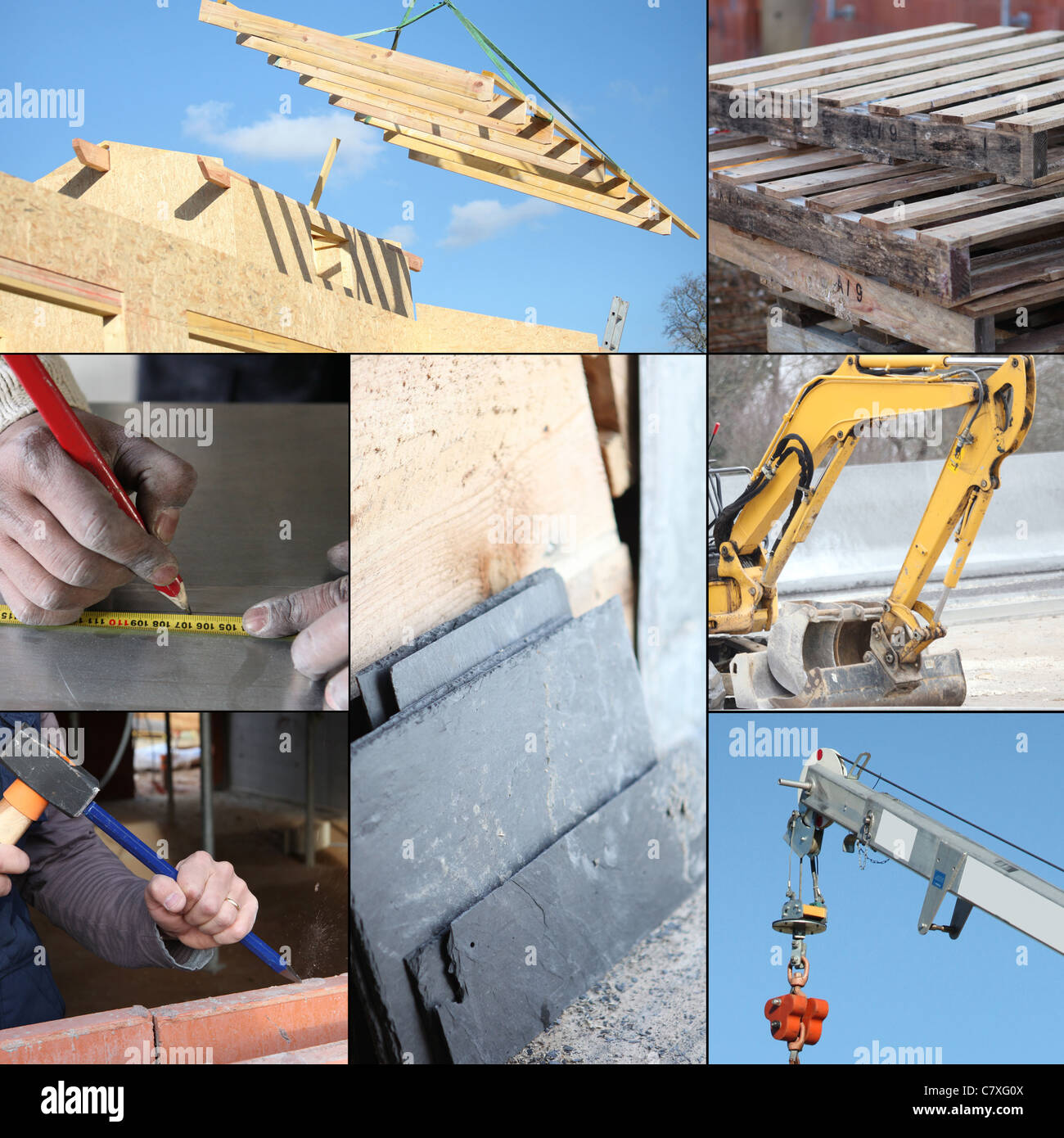 Collage of the construction industry Stock Photo - Alamy