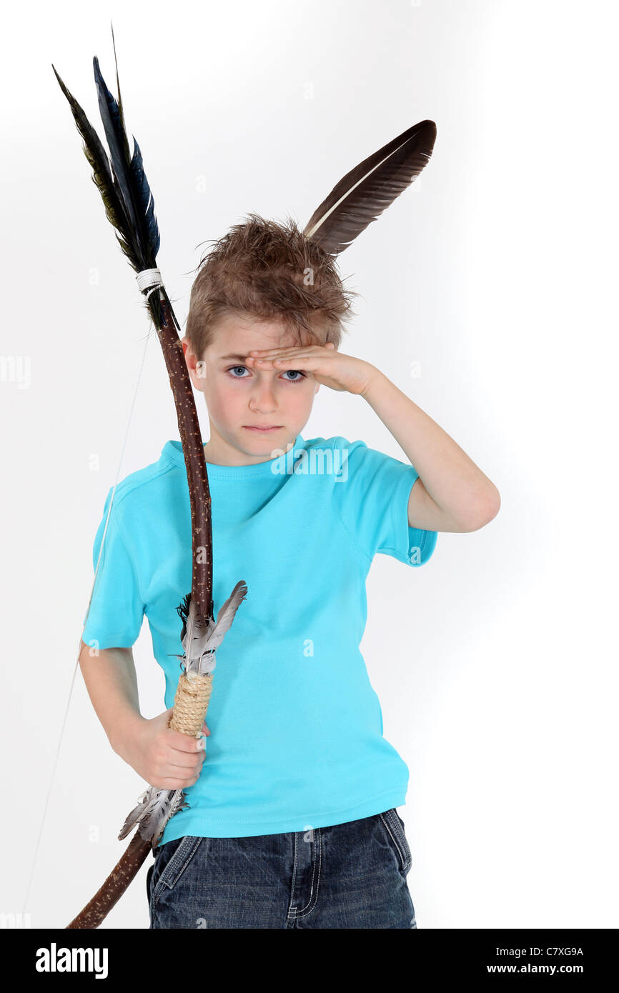 Child playing bow and arrows Stock Photo - Alamy