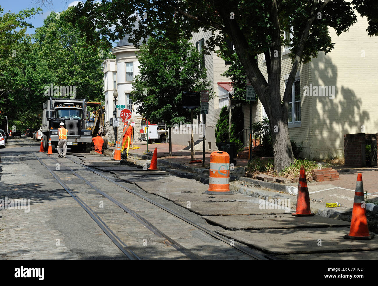 laying new gas lines Georgetown, Washington DC, USA Stock Photo - Alamy
