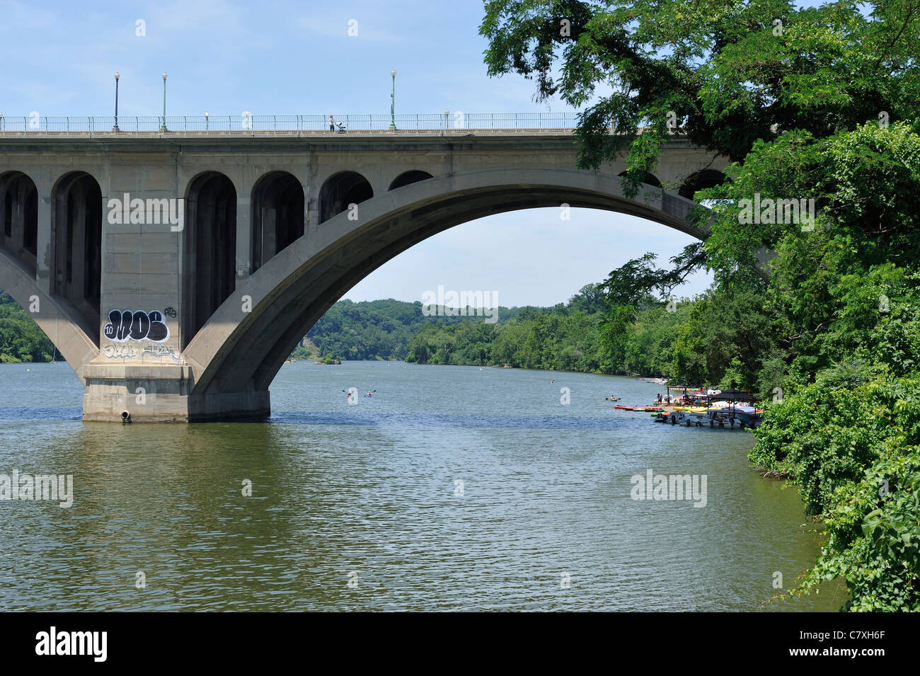 Potomoc River Key Bridge from Georgetown Waterfront Park, Washington DC ...