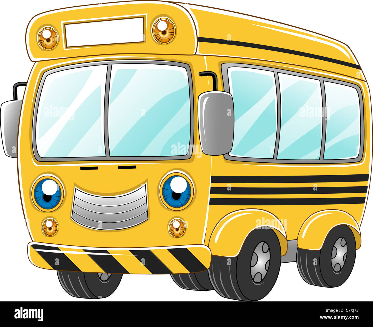 Illustration of a Happy School Bus Stock Photo - Alamy