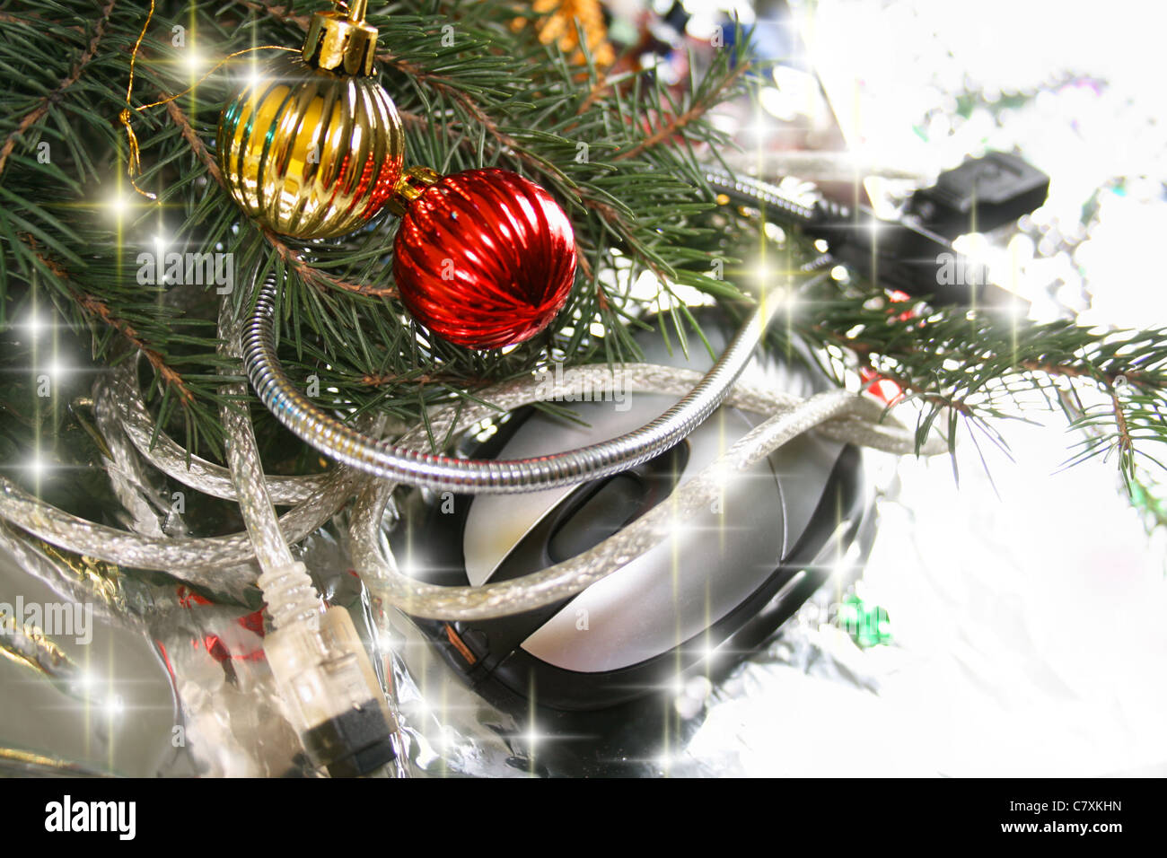 Interface adapter with Christmas light effect Stock Photo - Alamy