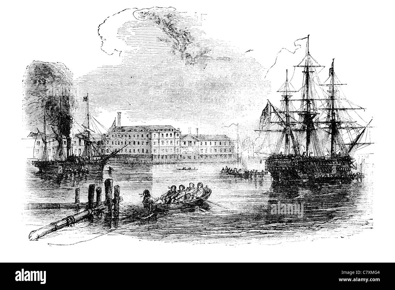 Portsmouth Harbour natural Hampshire England Portsea Island Naval dock ...