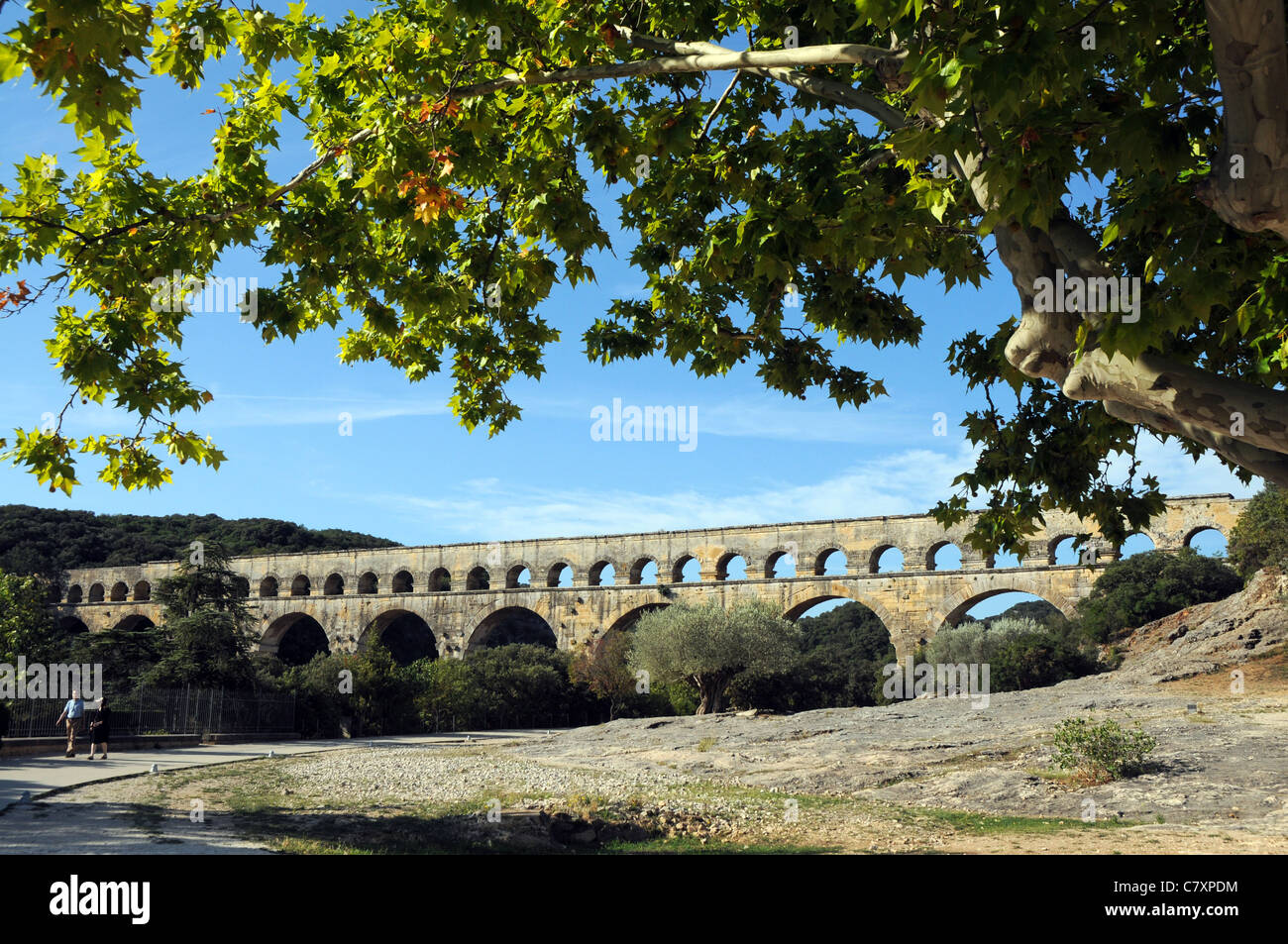 Ancient Roman aqueduct bridge from 1st century AD called Pont du Gard ...