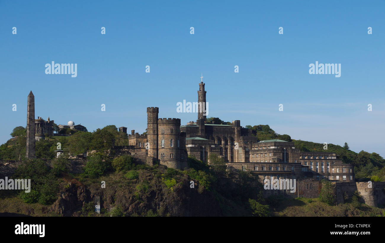 Nelsons Monument and the Scottish Government building in Edinburgh ...