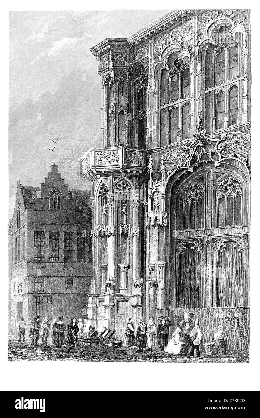 Medieval flemish town drawing hi-res stock photography and images - Alamy