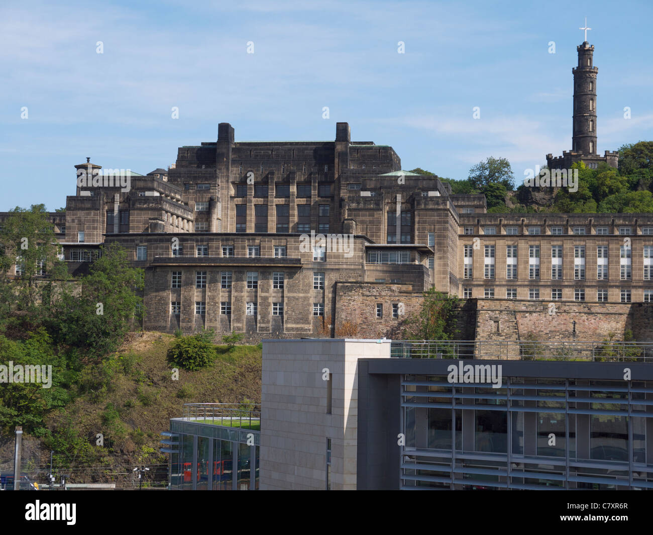 Scottish Government building with Nelsons Monument in the background ...
