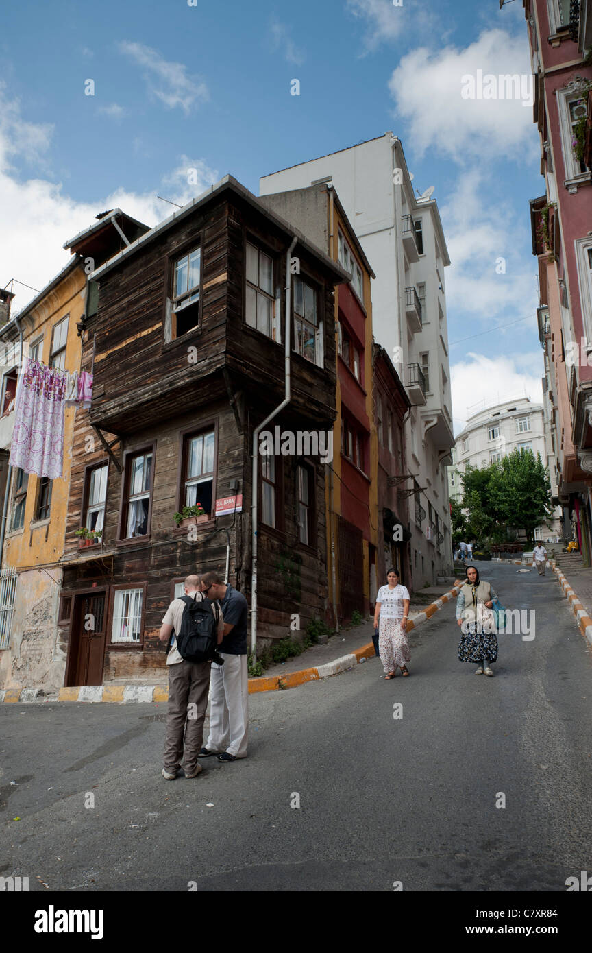 Old street in the former European part of Istanbul with some ...
