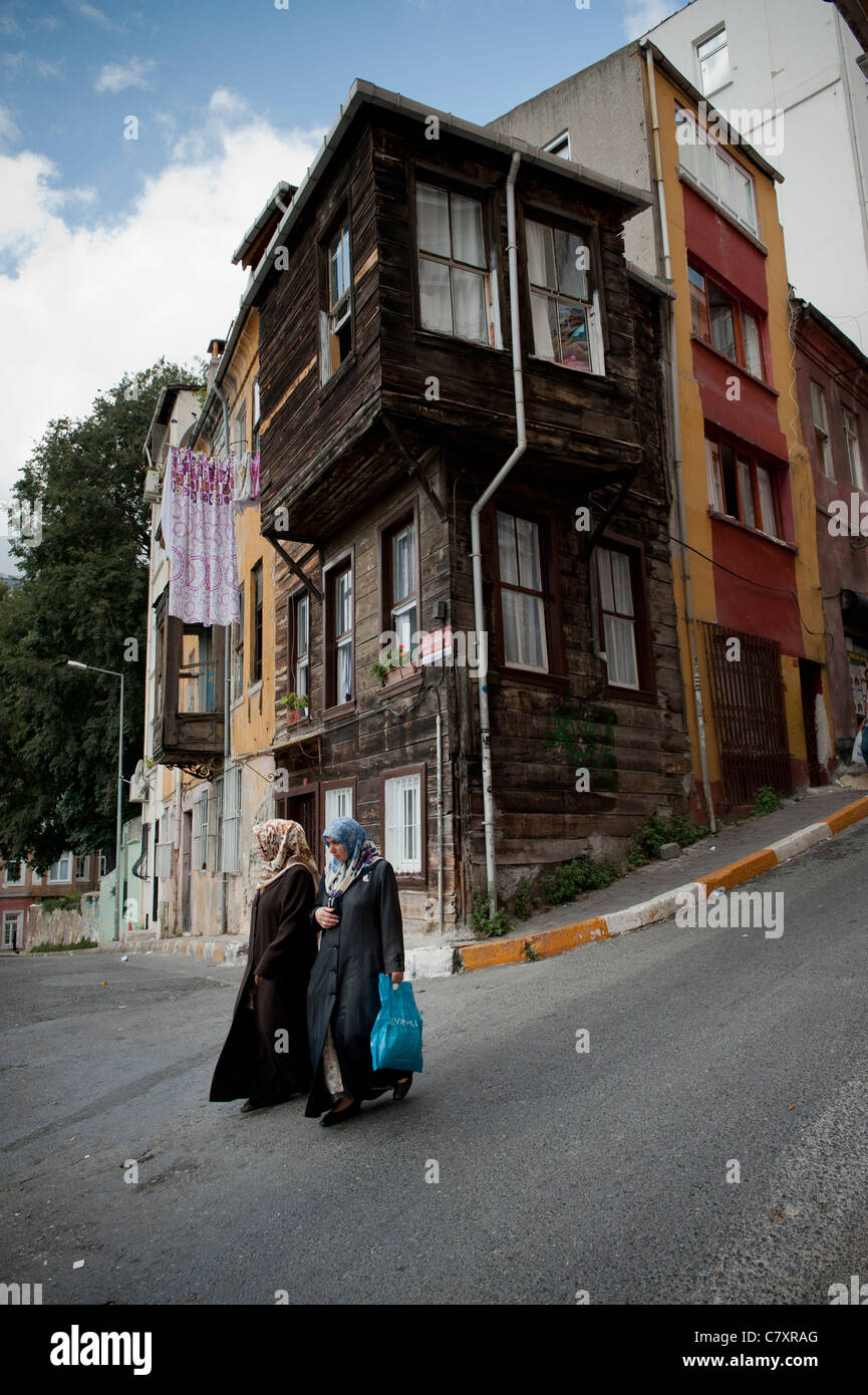 Old street in the former European part of Istanbul with some ...