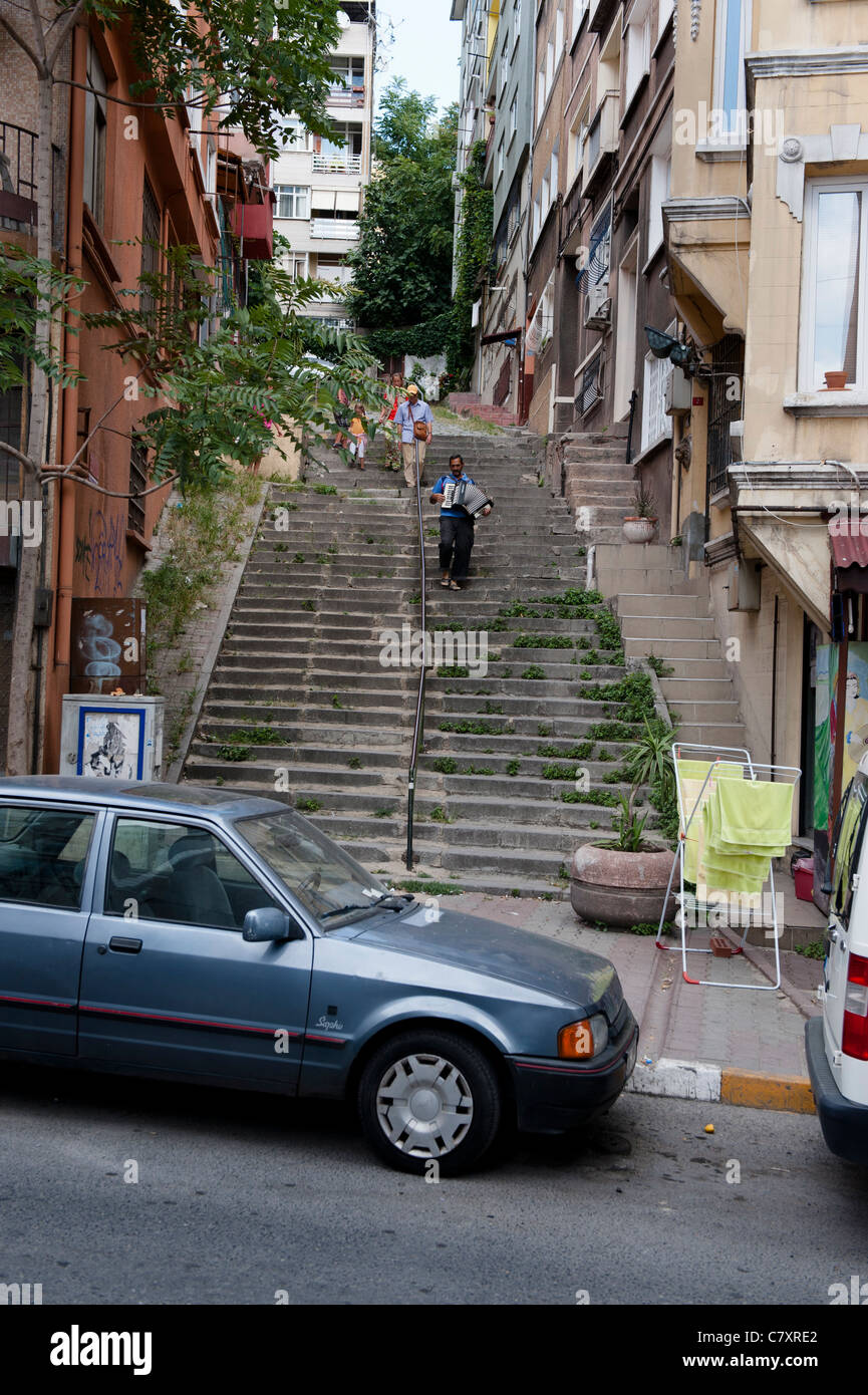Old street in the former European part of Istanbul with some ...
