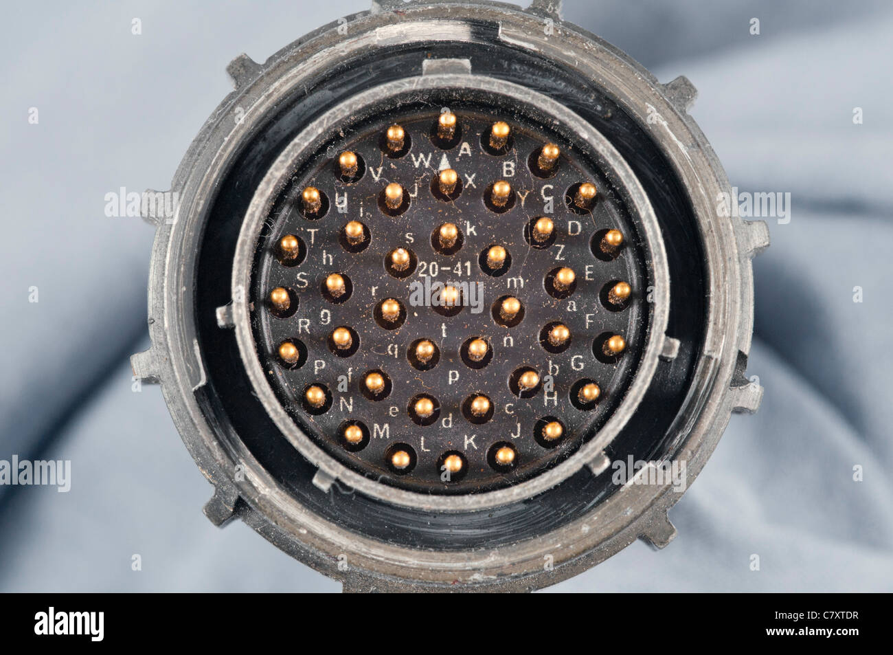 The plug section (male) of a 41 (forty one) way industrial waterproof ...