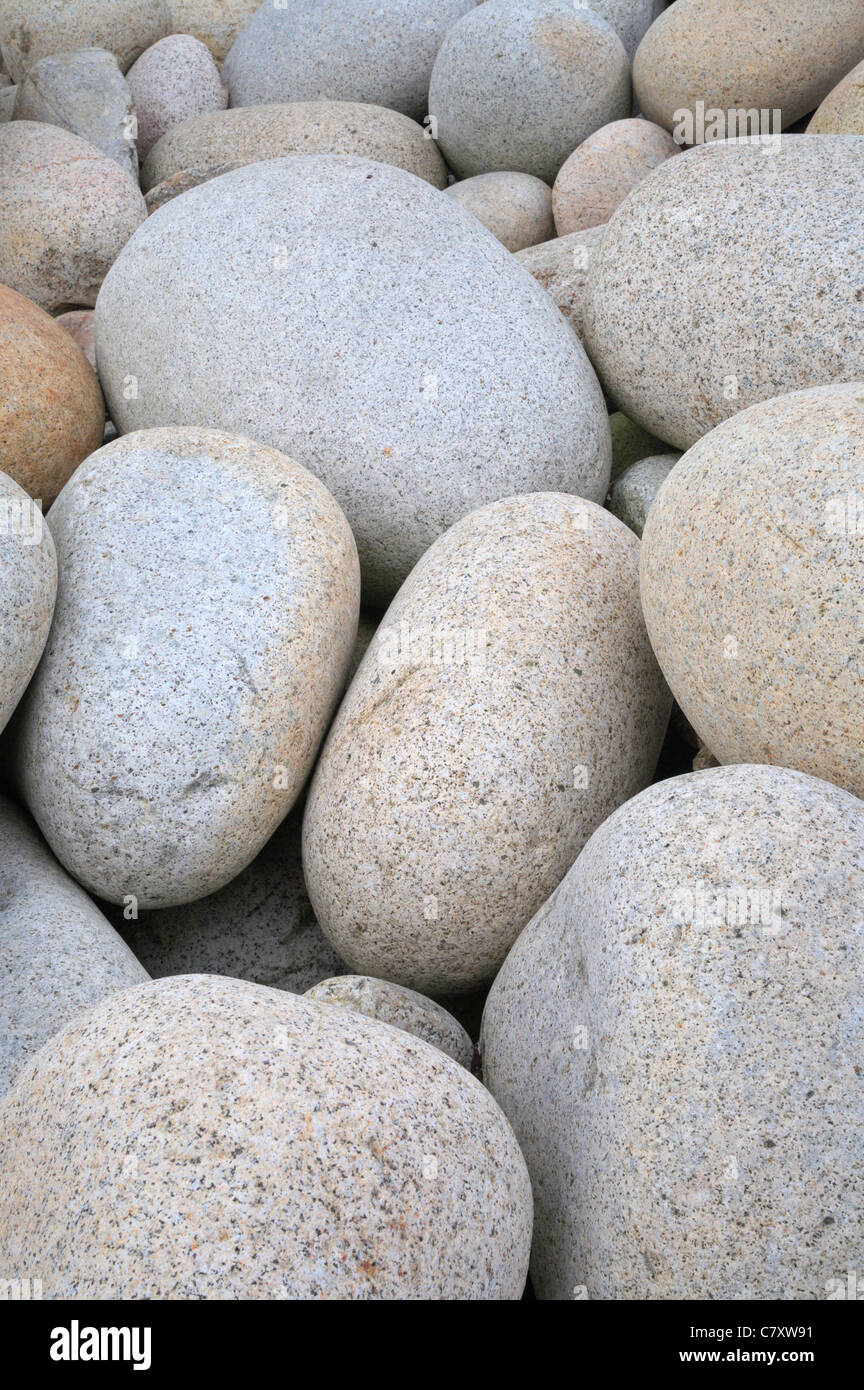Granite boulders on Porth Nanven beach, Cornwall, England, UK Stock ...