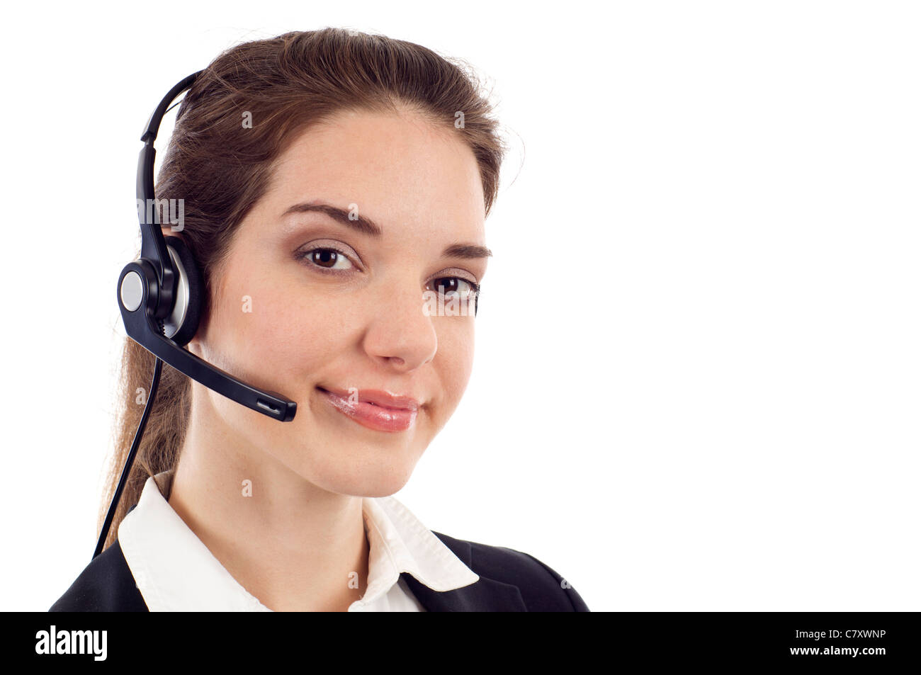 Closeup of a beautiful business customer service woman smiling Stock ...