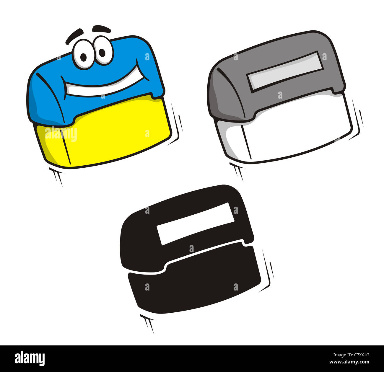 Mechanical rubber stamp in three styles Stock Photo - Alamy