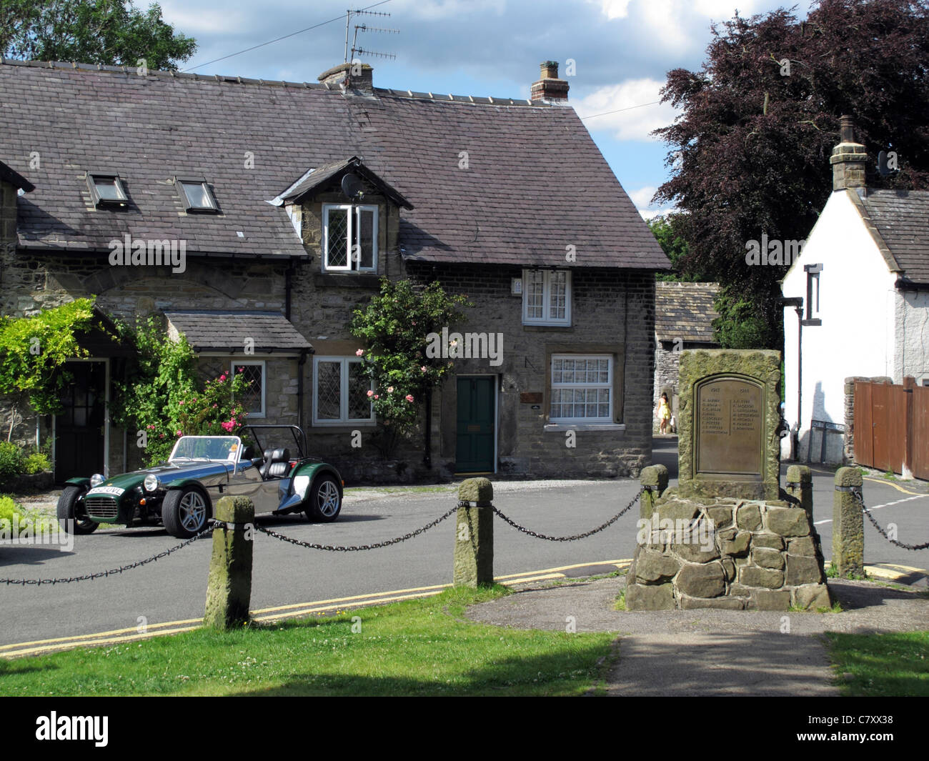 War memorial in village of Castleton in Derbyshire Peak District ...