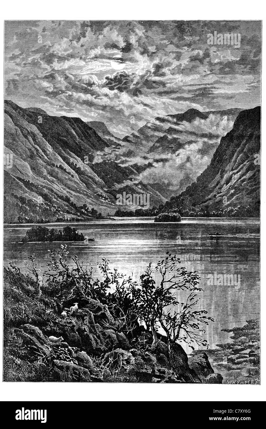 Illustration lake district Black and White Stock Photos & Images - Alamy
