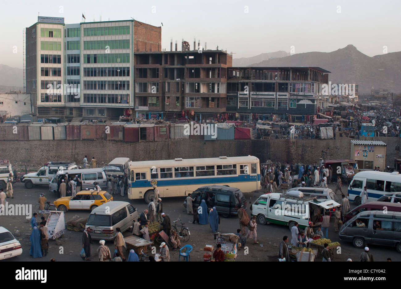 Traffic clogs the roads of central Kabul, Afghanistan, September 2004 ...