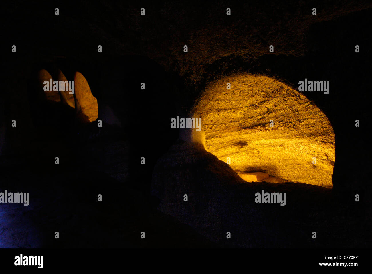 The catacombs at Milos island Greece Stock Photo - Alamy