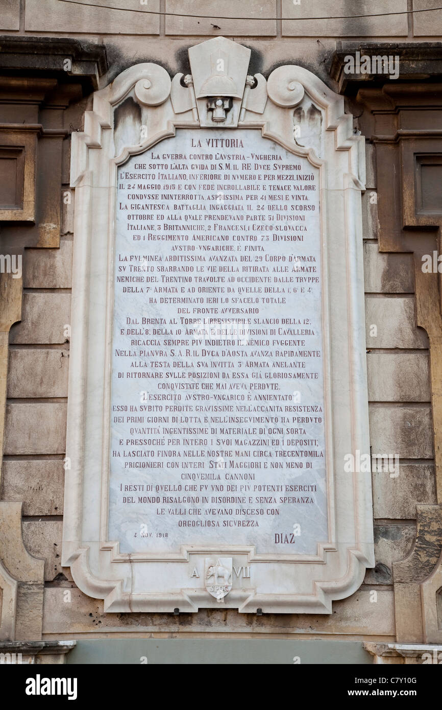 Declaration for the end and the Italian victory of World War I, Catania ...