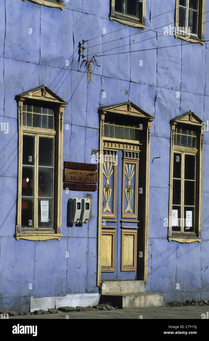 South America, Chile, Chiloè Island, Castro, traditional house Stock ...