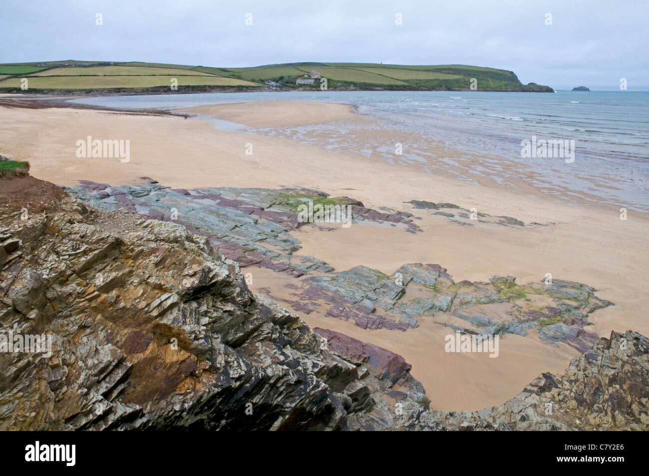On the south west coast path near Padstow, looking north across Harbour ...