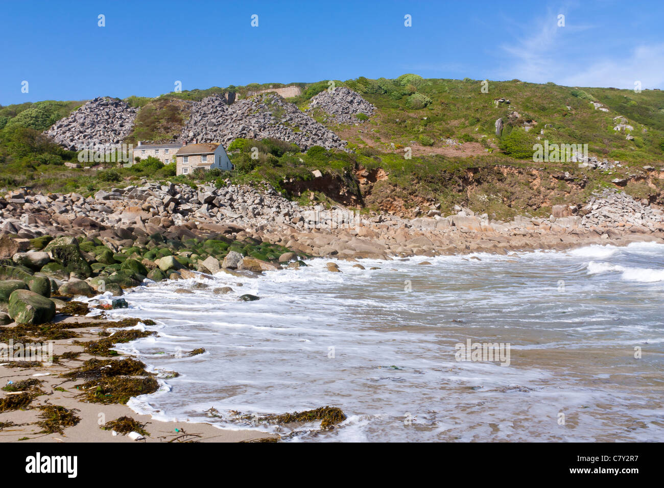 On the harbour beach at Lamorna Cove Cornwall England UK Stock Photo ...