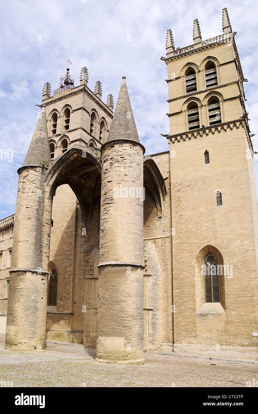 The towers of Saint Pierre Cathedral, Montpellier, France Stock Photo ...