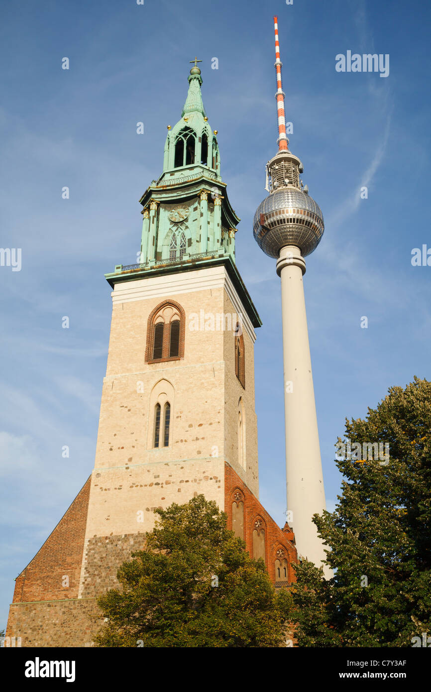 Marienkirche and television tower, Berlin, Germany Stock Photo - Alamy